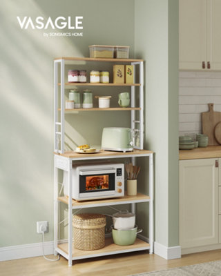 Baker's Rack with Power Outlet, Coffee Bar for Kitchen with Storage, 6 ...