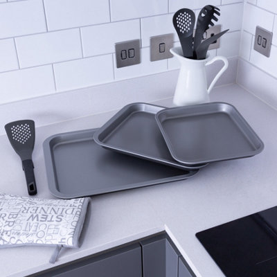 Baker & Salt 3 Piece Oven Tray Set 1x30cm, 1x36cm, 1x41cm. Premium 2 ...