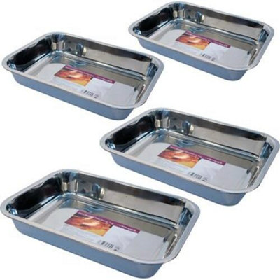 Baking Tray Stainless Steel Deep Roasting Oven Pan Grill Bake Cook Dish ...