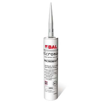 BAL Micromax Grout Effect White Tile Sealant, Anti-Mould Silicone, 310ml