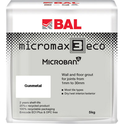 BAL Micromax3 ECO Antimicrobial Wall & Floor Gunmetal Grout, 5kg | DIY ...