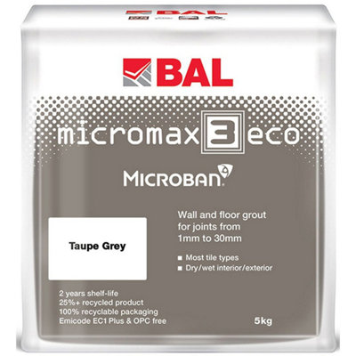 BAL Micromax3 ECO Antimicrobial Wall & Floor Taupe Grey Grout, 5kg ...