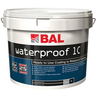 BAL Rapid Setting One-Coat Tile Waterproofing 1C Coating System, 5 Litre