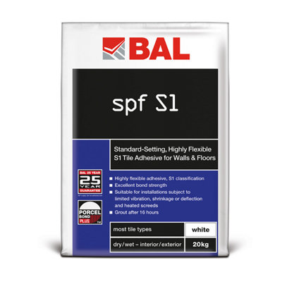 BAL SPF S1 Flexible Wall & Floor Tile Adhesive, 20kg