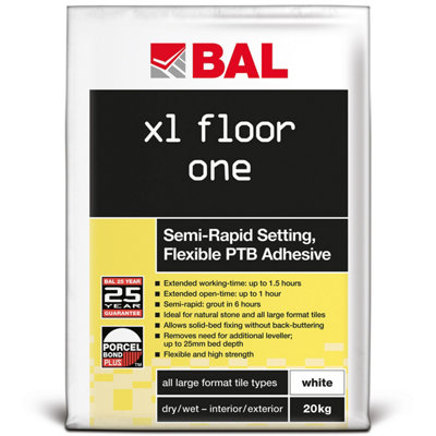 BAL XL Floor One Semi-Rapid Large Format Tile Adhesive, 20kg | DIY at B&Q