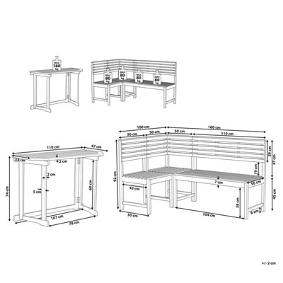 Balcony Dining Set 4 Seater TREIA Acacia Wood Brown