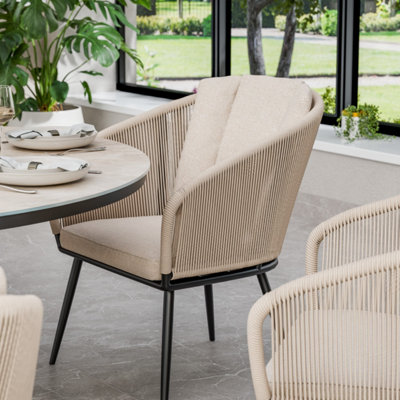 BALI 150cm Round Ceramic Table with 6 Bali Rope Chairs