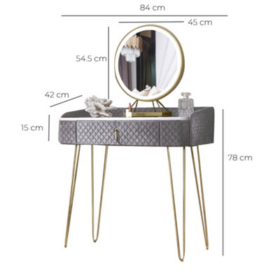 Bali Sunset Set 2- Dove Grey Velvet Dressing Table with LED Touch ...