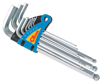 Ball tip hex key set 9 pcs hexagonal allen key set CrV steel medium ...