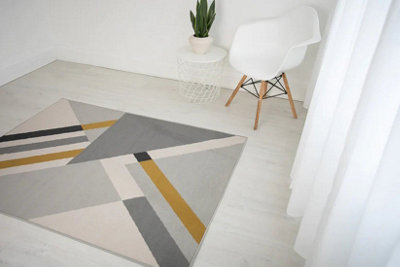 Balletto Rug 186B Grey/Ochre Home Décor