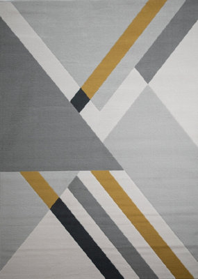 Balletto Rug 186B Grey/Ochre Home Décor