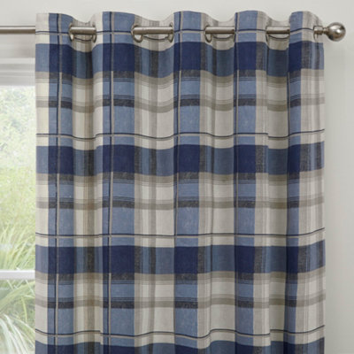 Balmoral Check Country Checked Pattern Pair of Eyelet Curtains