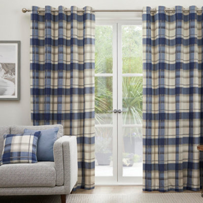 Balmoral Check Country Checked Pattern Pair of Eyelet Curtains