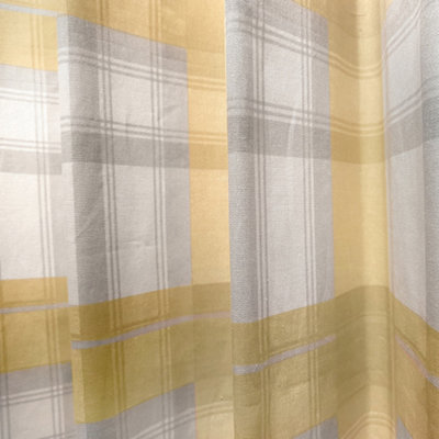 Balmoral Check Country Checked Pattern Pair of Mustard Eyelet Curtains