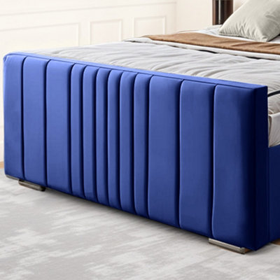 Balmoral Wingback Blue Plush Valvet Upholstered Bed Frame - Blackboard ...