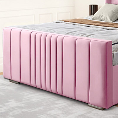 Balmoral Wingback Pink Plush Valvet Upholstered Gas Lift Ottoman ...