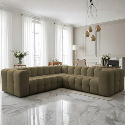 BALOO CORNER S Modern Symmetrical Corner Sofa Olive Green