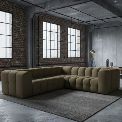 BALOO CORNER S Modern Symmetrical Corner Sofa Olive Green