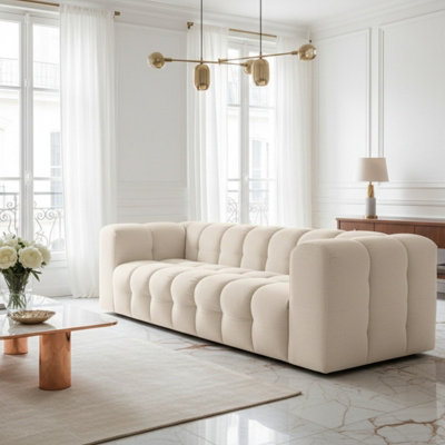 BALOO Three Seat Elegant Modern Sofa Cream