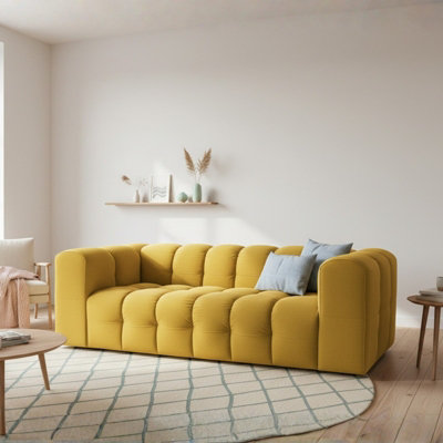BALOO Three Seat Elegant Modern Sofa Mustard
