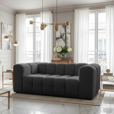 BALOO Two Seat Elegant Modern Sofa Dark Grey