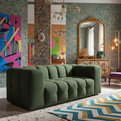 BALOO Two Seat Elegant Modern Sofa Green