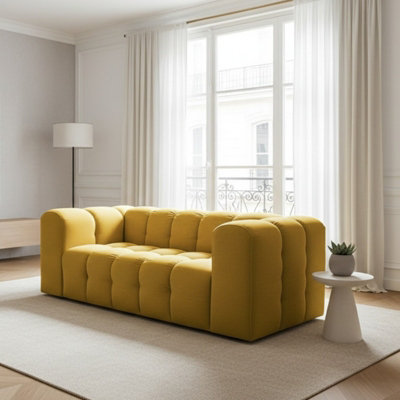 BALOO Two Seat Elegant Modern Sofa Mustard