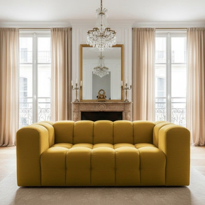 BALOO Two Seat Elegant Modern Sofa Mustard