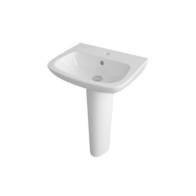 Balterley 1 Tap Hole Ceramic Basin & Full Pedestal, Soft Square ...