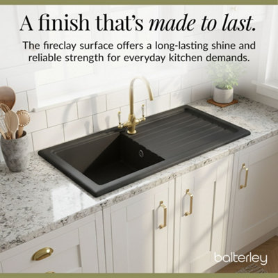 Balterley 101cm Inset Counter Top Single Bowl Fireclay Ceramic Kitchen ...