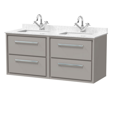 Balterley 1200mm Wall Hung 4 Drawer Vanity Unit with Double Marble ...