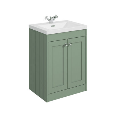 Balterley 600mm Floor Standing 2 Door Unit with Minimalist Basin 1 Tap ...