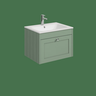 Balterley 600mm Wall Hung 1 Drawer Unit with Stone Basin 1 Tap Hole ...