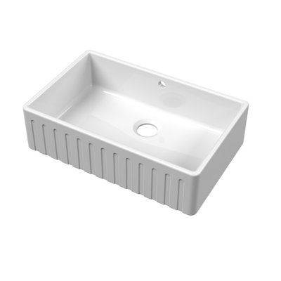 Balterley 795mm - Fireclay Kitchen Single Bowl Fluted Front Butler Sink ...