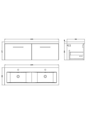 Balterley Bramshall 1200mm Wall Hung 2 Drawer Vanity Unit with Double ...