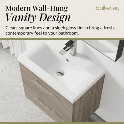 Balterley Bramshall Modern Bathroom Wall Hung 2 Soft Close Drawer ...