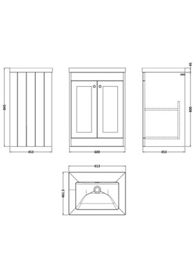Balterley Butterton 600mm Floor Standing 2 Door Unit with Minimalist ...