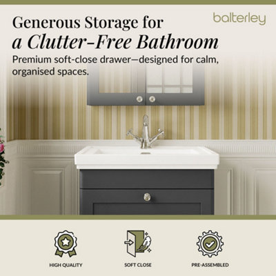 Balterley Classique Traditional Bathroom Wall Hung 1-Drawer Vanity Unit ...