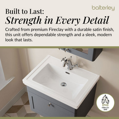 Balterley Classique Traditional Bathroom Wall Hung 1-Drawer Vanity Unit ...