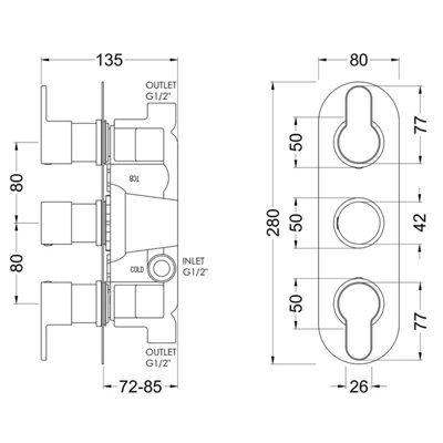 Balterley Consall Round Concealed Triple Thermostatic Shower Valve 2 ...