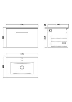 Balterley Contemporary Bathroom 1 Soft Close Drawer & Minimalist Wall ...