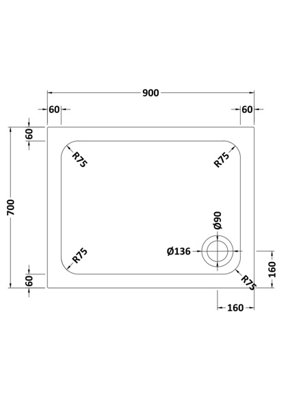 Balterley Contemporary Rectangular Shower Tray, 900 x 700mm