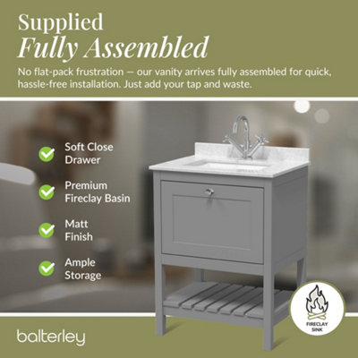 Balterley Coppenhall Bathroom Floor Standing 1 Drawer Vanity & Single ...