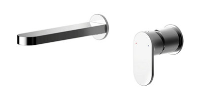 Balterley Current Round Wall Mount 2 Tap Hole Basin Mixer Tap with Flat ...