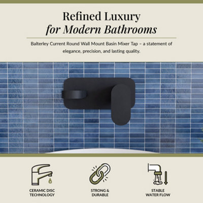 Balterley Current Round Wall Mounted 2 Tap Hole Basin Mixer Tap with ...