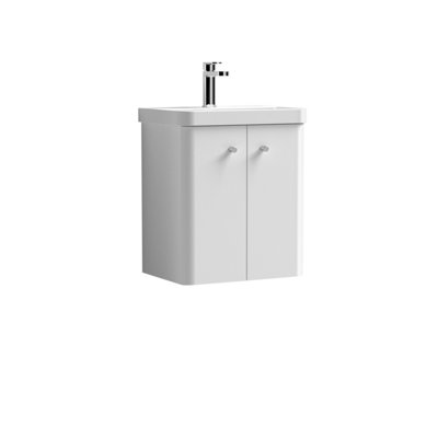 BALTERLEY CURVE MODERN BATHROOM WALL HUNG 2 DOOR VANITY UNIT BASIN ...