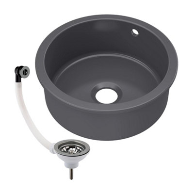Balterley Dark Grey Fireclay Bowl Round Undermount Kitchen Sink with ...
