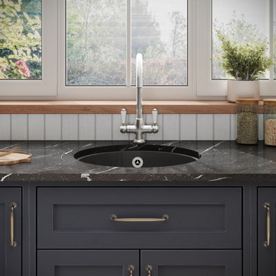 Balterley Dark Grey Fireclay Bowl Round Undermount Kitchen Sink with ...