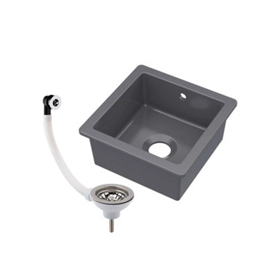 Balterley Dark Grey Fireclay Ceramic Single Bowl Square Undermount ...