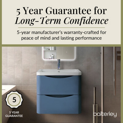 Balterley Dunwood Wall Hung 2 Drawer Bathroom Vanity Unit & Polymarble ...